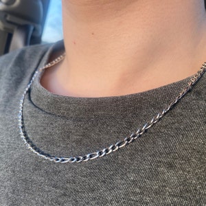 Titanium Steel Square Edges Cross & Stainless Steel Figaro 4mm - Etsy