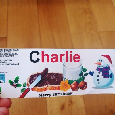 CHRISTMAS PERSONALIZED NUTELLA Labels Personalize With Name and Message ...