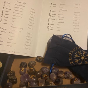 Rune Stones Gift Set Includes 21 Page Guide Book and Free Satin Lined ...