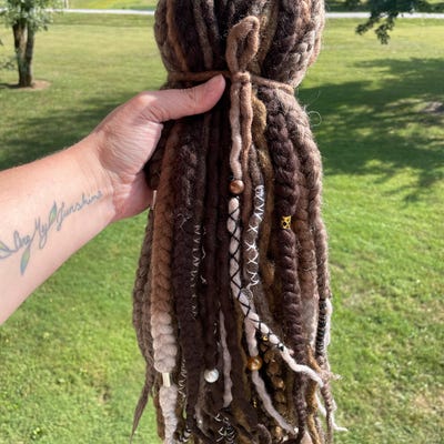 SET No. 137 , Choose Length Wool Dreads Merino Extensions Eggplant ...