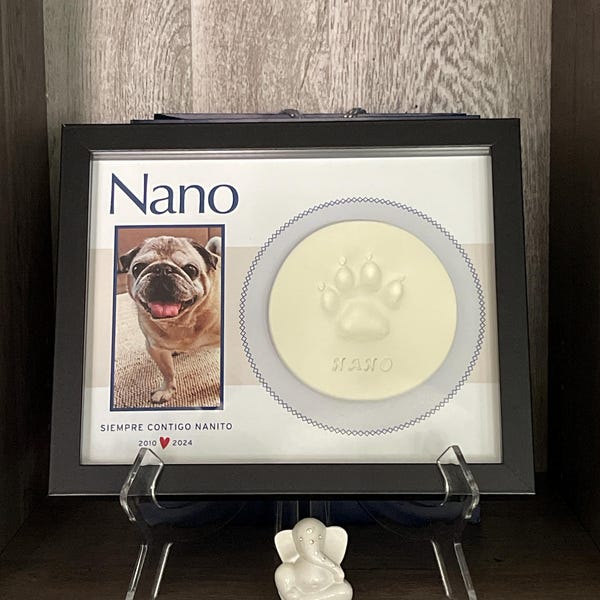 Pet Memorial Gift With Collar and Clay Paw Print Shadow Box, Clay Paw ...