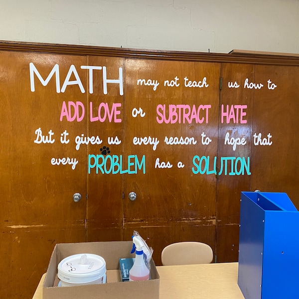 Math Vinyl Wall Decals for Classroom // Add Love, Subtract Hate - Etsy
