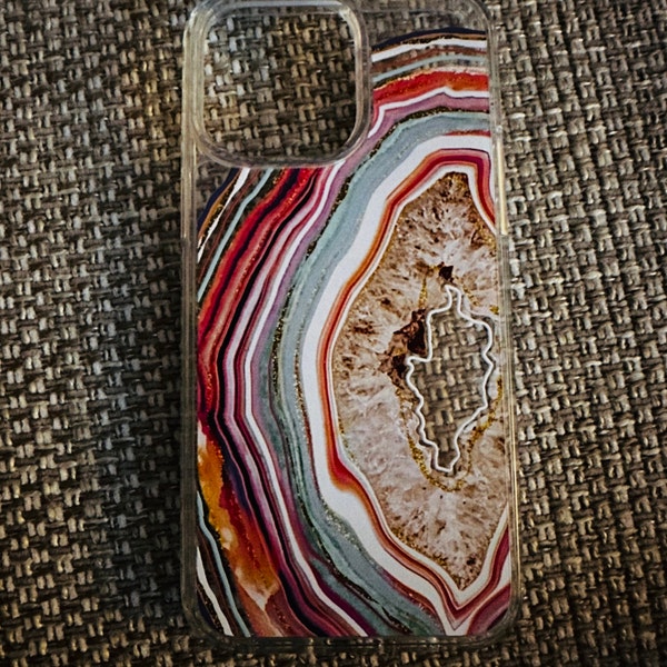 Geode Slice Print Clear Phone Cases for iPhone 17 Air 16e 15 14 13 Pro ...