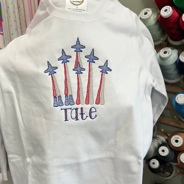 Blue Jets, Stars/stripes, Flag Smoke Sketch Stitch Machine Embroidery ...