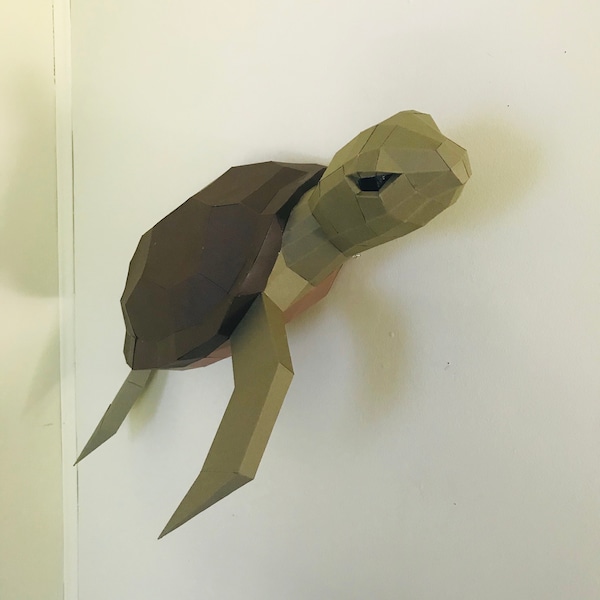 Papercraft Turtle, DIY 3D Origami Home Decor, Paper Craft Template, Sea ...