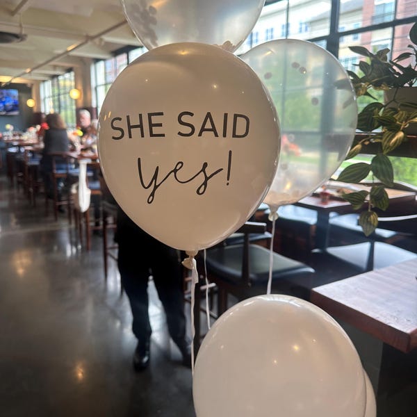 White Enagagement Balloon Decorations, She Said Yes Balloons ...