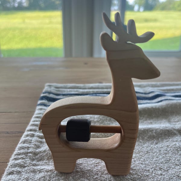 Wood Bird Rattle, Natural Baby Toy, Handmade Wooden Newborn Animal ...