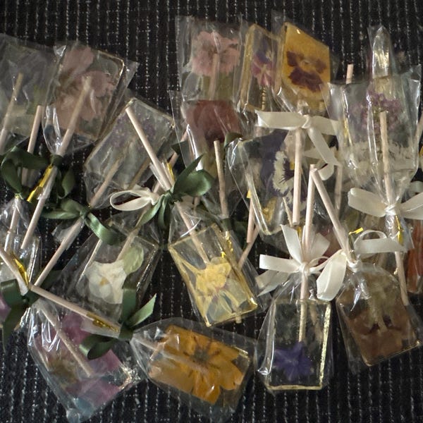 10 Wildflower Rectangle Lollipops - Etsy