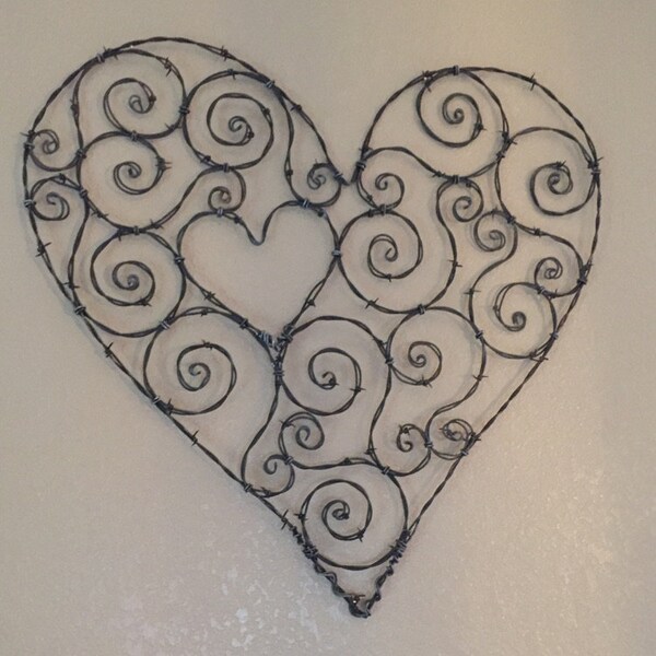 Burly Spirillian Barbed Wire Heart of Spirals for Your Valentine Garden ...