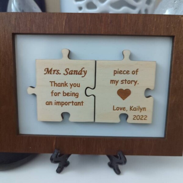 Teacher Gift, Puzzle Piece Sign, Thank You, Teacher Appreciation, End ...