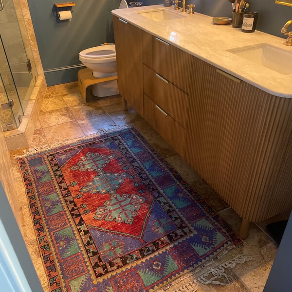 4x6 Red Green Vintage Rug,4x6 Turkish Rug,oushak Living Room Bedroom ...