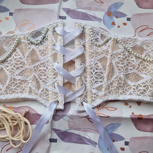 Fairy Tale Corset Custom Vintage Beige Corset Basque Waist Wedding ...