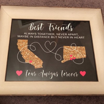 Best Friend Map, Long Distance Friendship Map, Friends Moving Away ...