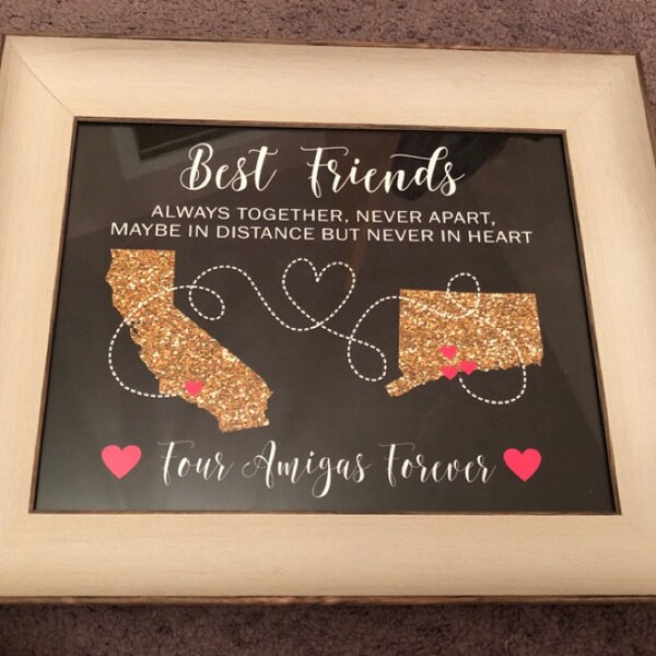 Best Friend Map, Long Distance Friendship Map, Friends Moving Away ...