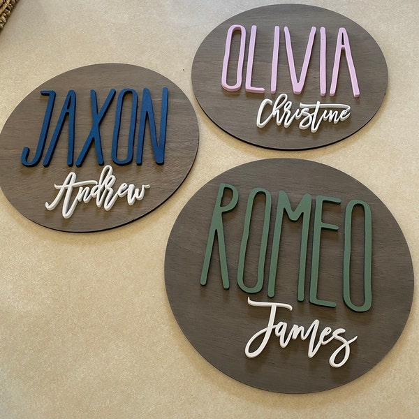 Round Name Sign, NO LETTER LIMIT, 12” Round Sign, Nursery Name Sign ...