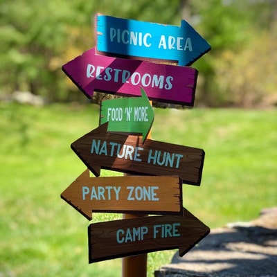 Camping Glamping Party Sign Decoration Campout Birthday Welcome Signage ...
