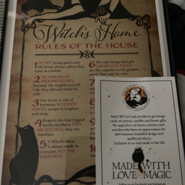 Witch's Home - Rules of the House **A4** Art Print - Etsy Canada