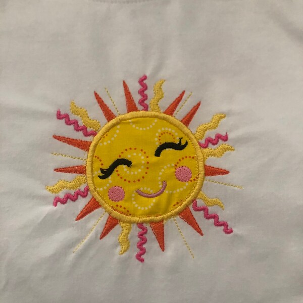 Happy Sun, Applique Design, Machine Embroidery Design, Girl, Beach ...