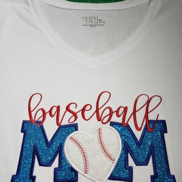 Baseball Mom Applique Machine Embroidery Design - Instant Download - Etsy