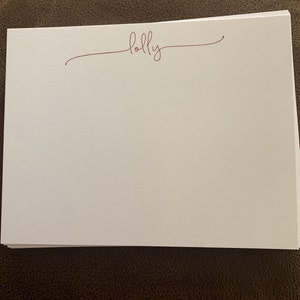 Script Personalized Stationery Cards Set, Flat Notecards, Personalized ...
