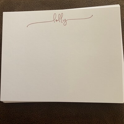 Script Personalized Stationery Cards Set, Flat Notecards, Personalized ...