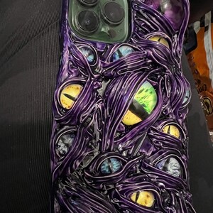 Handmade iPhone Case Glow in the Dark Purple Venom Cat Eyes Handmade ...