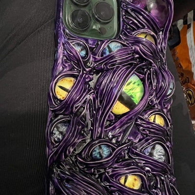 Handmade iPhone Case Glow in the Dark Purple Venom Cat Eyes Handmade ...