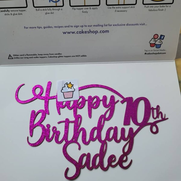 Personalised Happy Birthday Glitter Cake Topper By Cakeshop Custom