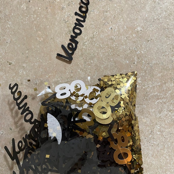 80th Birthday Party Personalized Confetti - Name, 80, Stars, Glitter ...