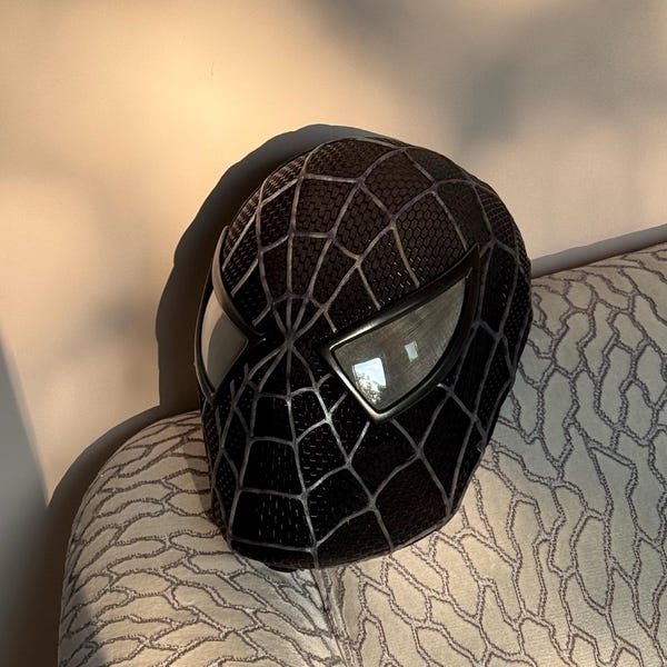 Black Spiderman Mask,tobey Maguire Spiderman Mask With Faceshell Lenses ...