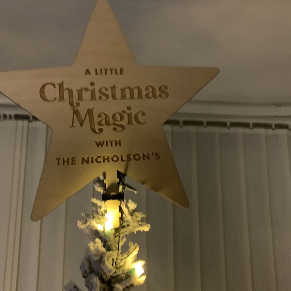 Christmas Tree Topper Star, Engraved Tree Topper, Scandi Christmas ...