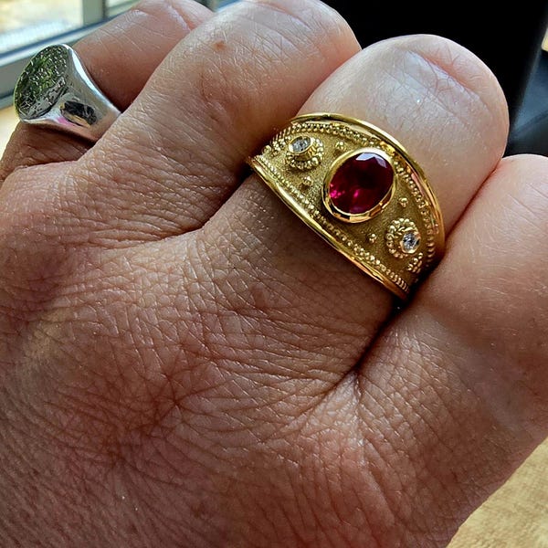 14K Solid Gold Memento Mori Signet Ring, Amor Fati Gold Ring, Stoicism ...