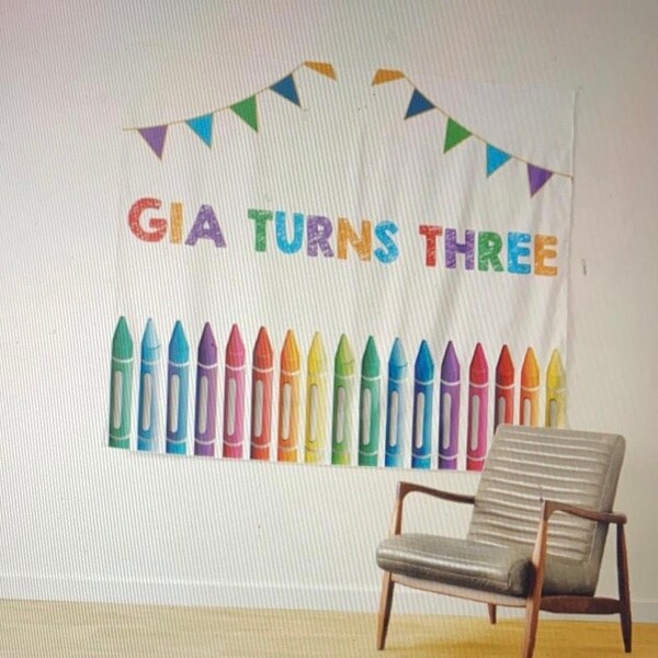 CRAYONS Birthday Party Backdrop, Little Artist Party Banner, Any Age ...