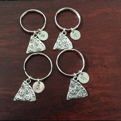 Personalized Key Chain, Pizza Key Chain, Initial Key Chain, Friendship ...