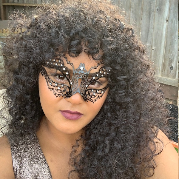 Womens Black Metal Lace Venetian Masquerade Prom Mask - Etsy