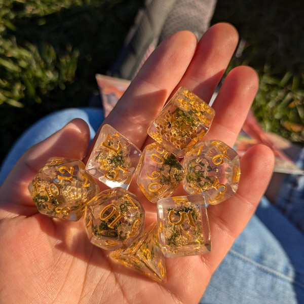 Pine Cone and Feather Wisps Dnd Dice Set, Polyhedral Dice, D&D Dice ...