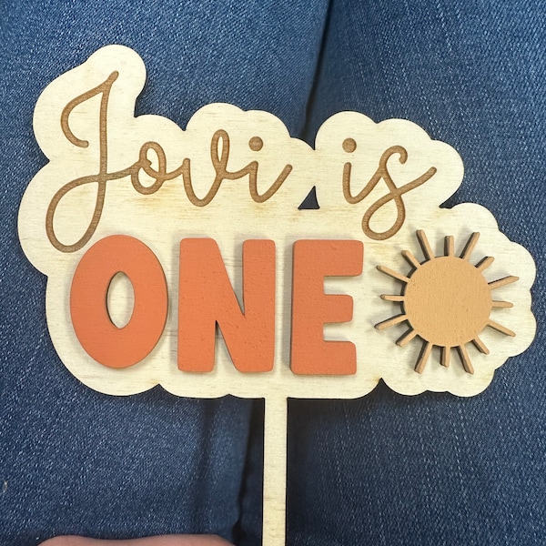 Sun ONE Cake Topper With Custom Name, First Birthday Decorations, 3D ...