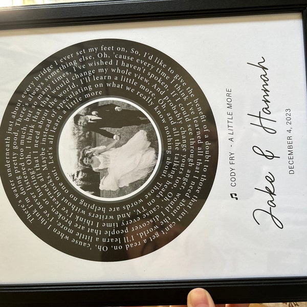 Custom Anniversary Gift Print, Personalized Record Song Lyrics Print ...