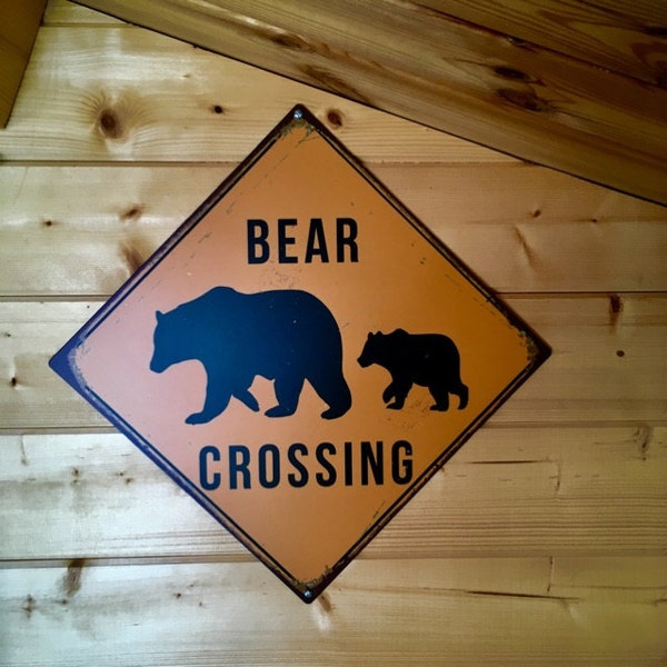 BEAR CROSSING SIGN - Bear Crossing Signs, Bears, Warning Bear Crossing ...