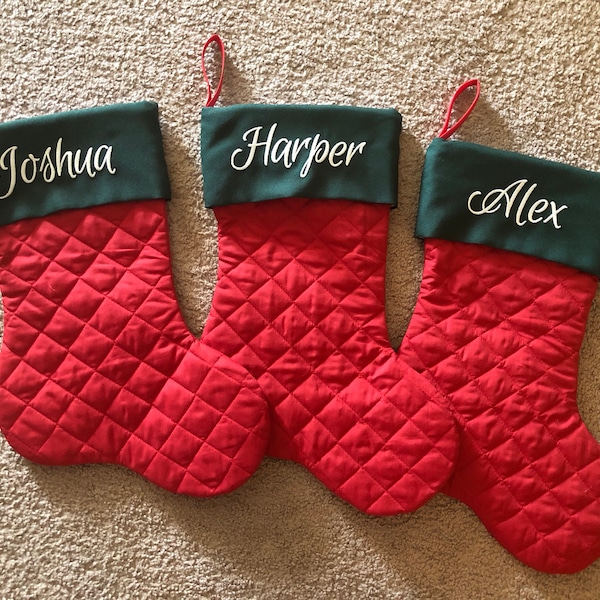 Personalized Christmas Stocking. Quilted Christmas Stocking With Ivory ...