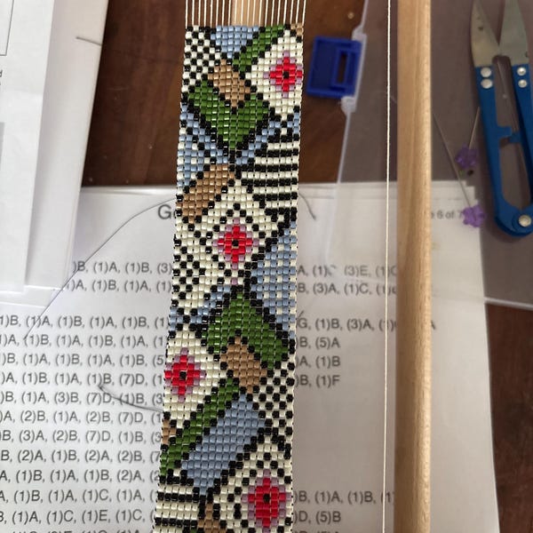 Sakura Peyote Bead Pattern for Bracelet, Odd Count Floral Bracelet, PDF ...