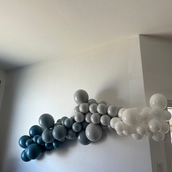 Pacific Balloon Garland Kit With Shades of Blue Slate Blue Dusty Sand ...