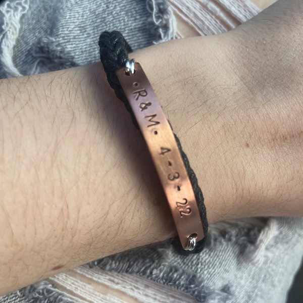 Couple Name Bracelets, Couples Gifts, Couple Anniversary Date Bracelet ...