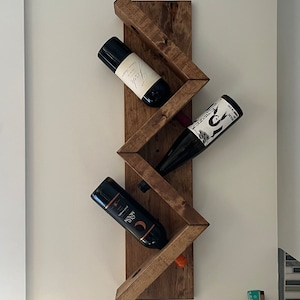 Zig Zag Wine Rack the Ziggy Zag Z Geometric Rustic Wood Wall Mounted ...