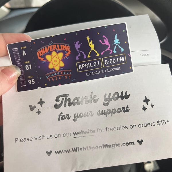 Powerline Concert Ticket Transparent Sticker/ Goofy Max Disney Bujo ...