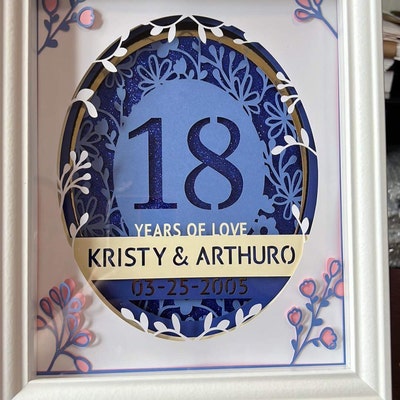 3D Anniversary Shadow Box With Custom Names, Wedding Shadow Box ...