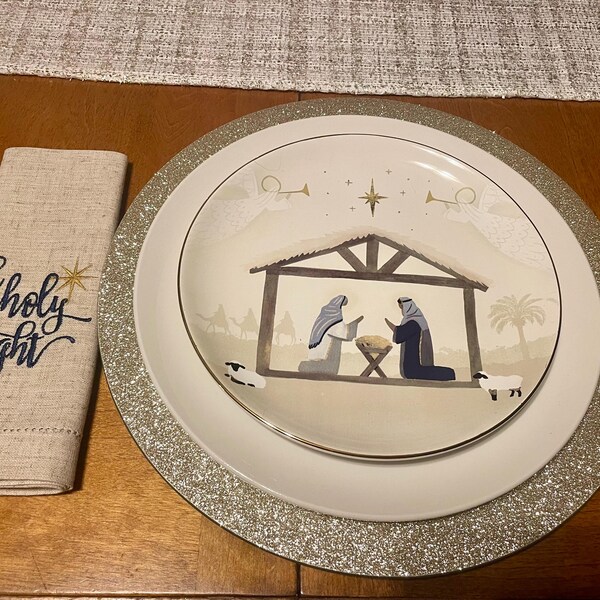 Set of Embroidered Easter Napkins, Religious Cross, Matthew 28:6 ...