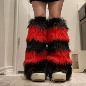 Sparkle Black and Rainbow Furry Leg Warmers, Rave Fluffies - Etsy