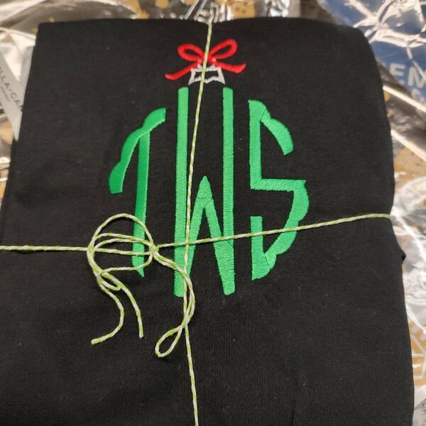 Embroidered Monogram Christmas Ornament Shirt - Etsy