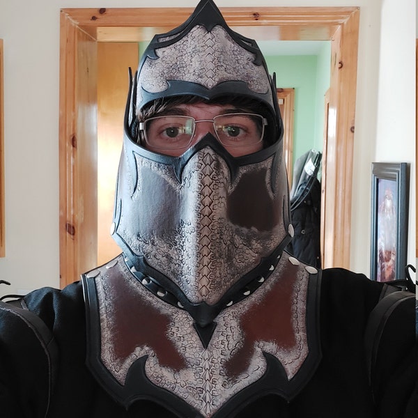 Fantasy Leather Armor, Custom Armor, Leather Helmet, Leather Gorget ...